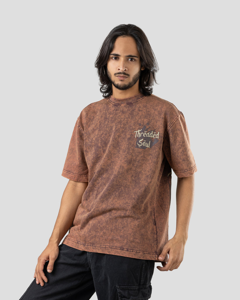 Threaded Soul - Oversized Drop Shoulder T-Shirt - Stone Brown – QUAD